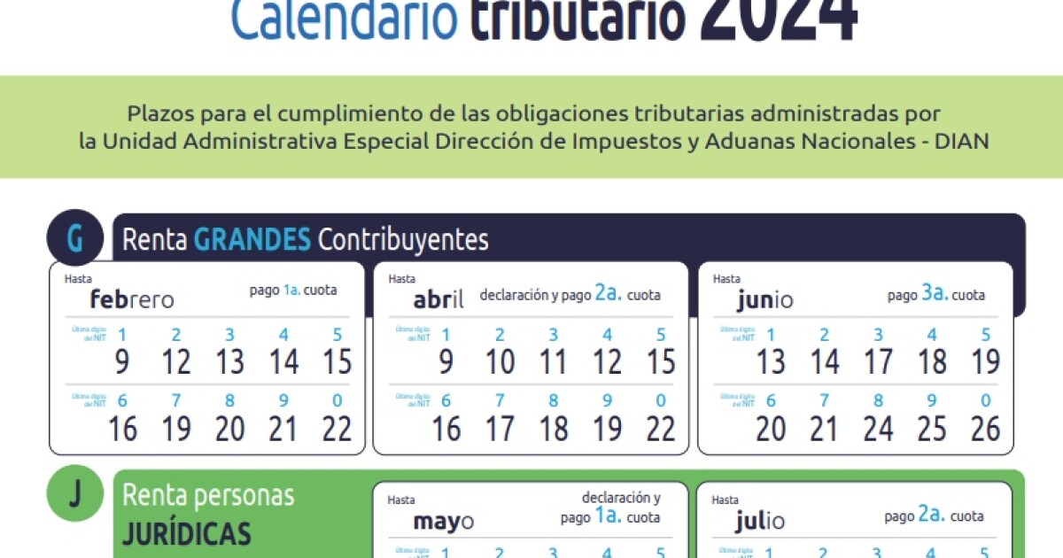 Calendario Tributario 2024 Fechas Para Personas Naturales Y Jurídicas